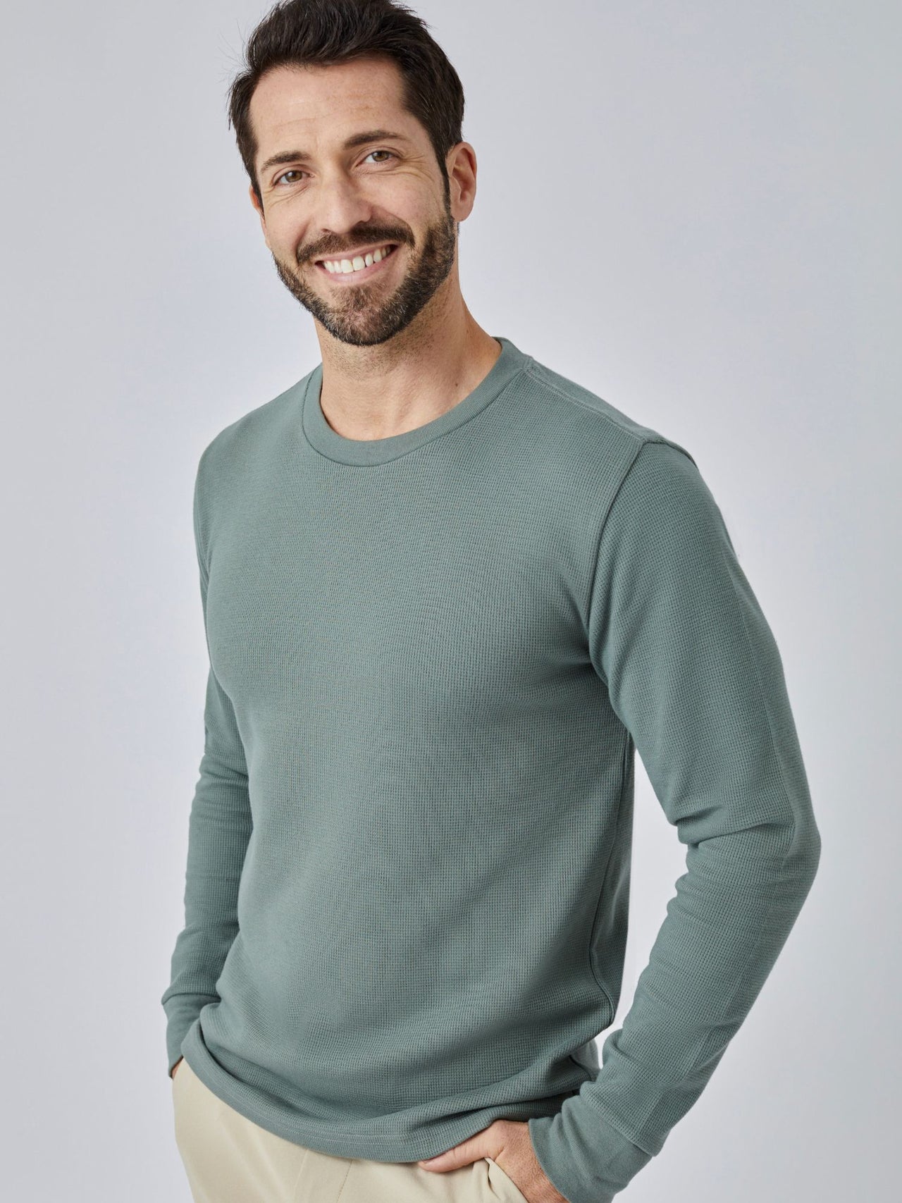 Mercury Green Thermal Long Sleeve Crew | Fresh Clean Threads