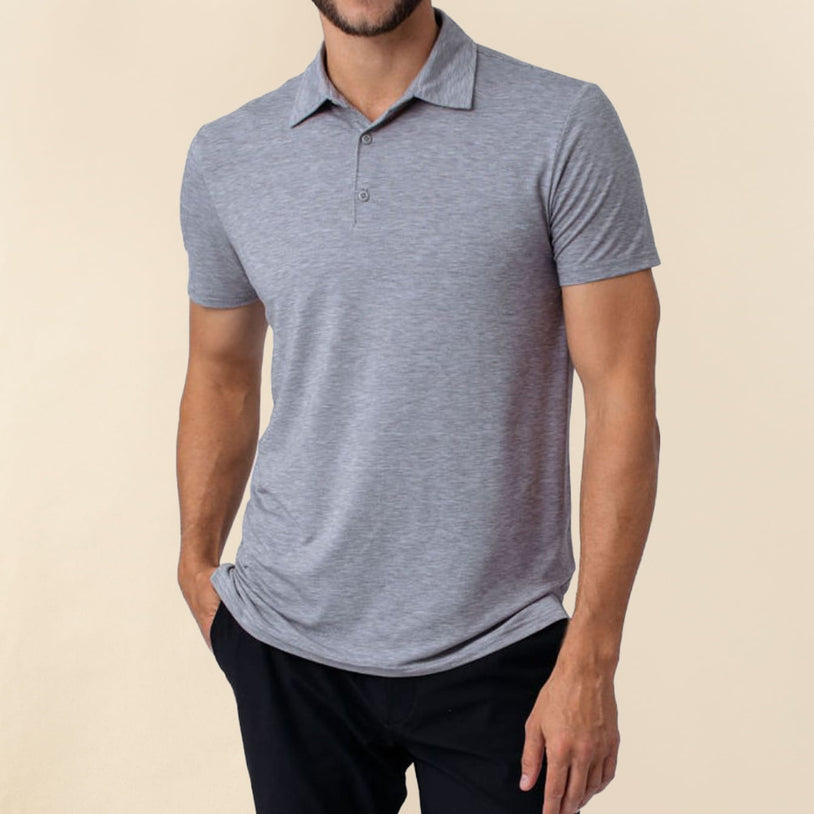 Heather Grey Performance Polo | Fresh Clean Threads