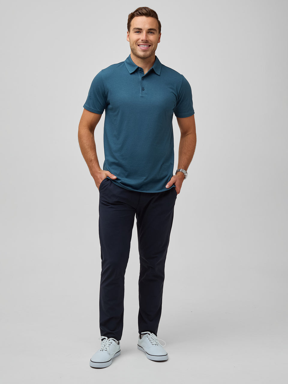 Men's Sea Blue Torrey Polo Shirt | Label-Free for Comfort – Fresh Clean ...