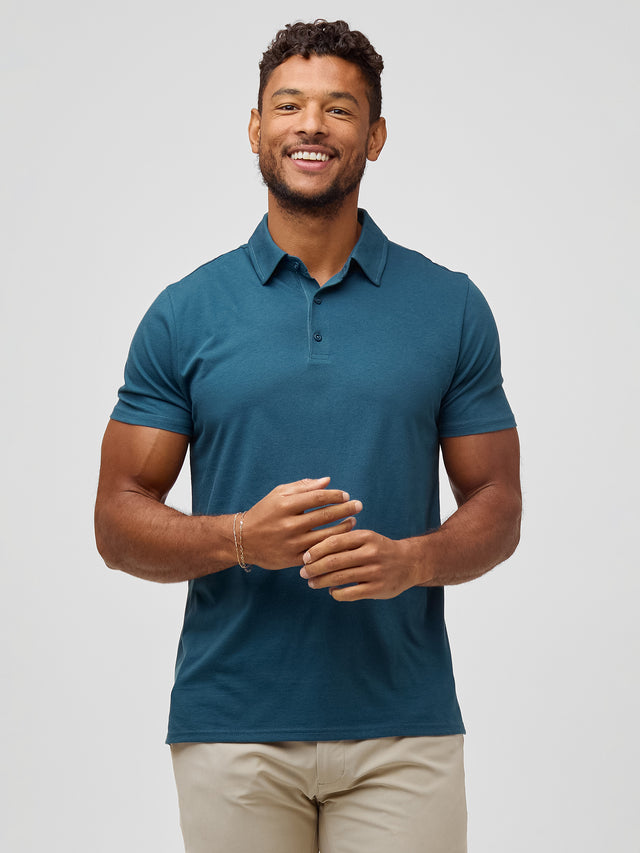Men's Sea Blue Torrey Polo Shirt | Label-Free for Comfort – Fresh Clean ...